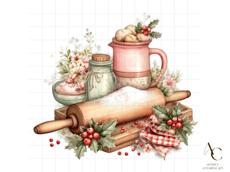 16 cliparts de pâtisserie de Noël JPG, lot de boulangerie de Noël ...