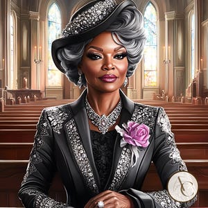 Black Ladies Church JPG, Christian Women Clipart, Catholic Afro Woman ...