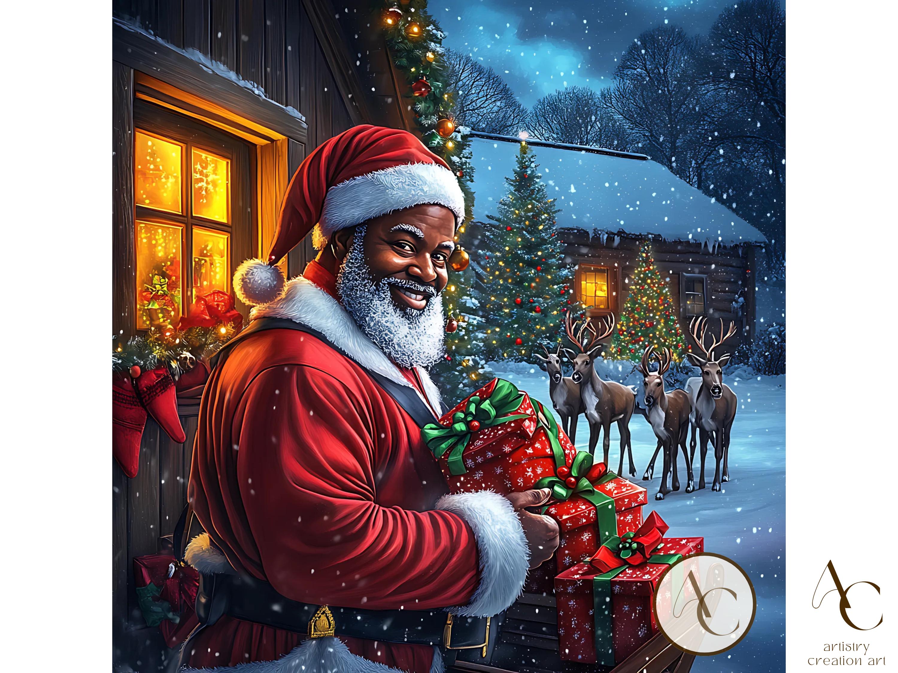 10 Black Santa Claus JPG, Afro African American, Vintage Melanin ...
