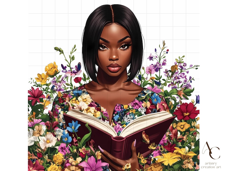 Black Girl Reading Clipart, Reader Women, Afro Woman Magic Jpg ...