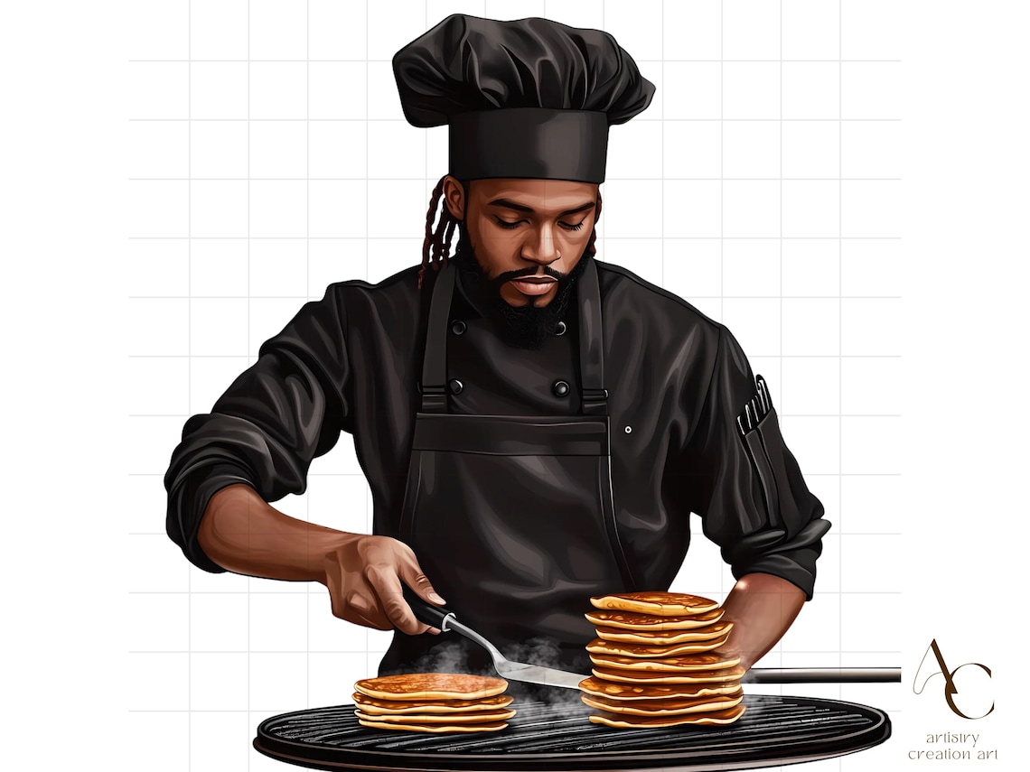 13 Black Man Chef Clipart Bundle, Men Boy Cooking, Afro Cook Baker Png ...
