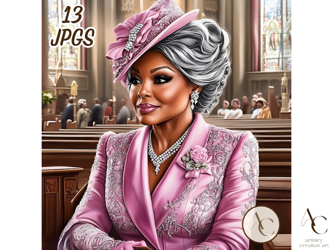 Black Ladies Church JPG, Christian Women Clipart, Catholic Afro Woman ...