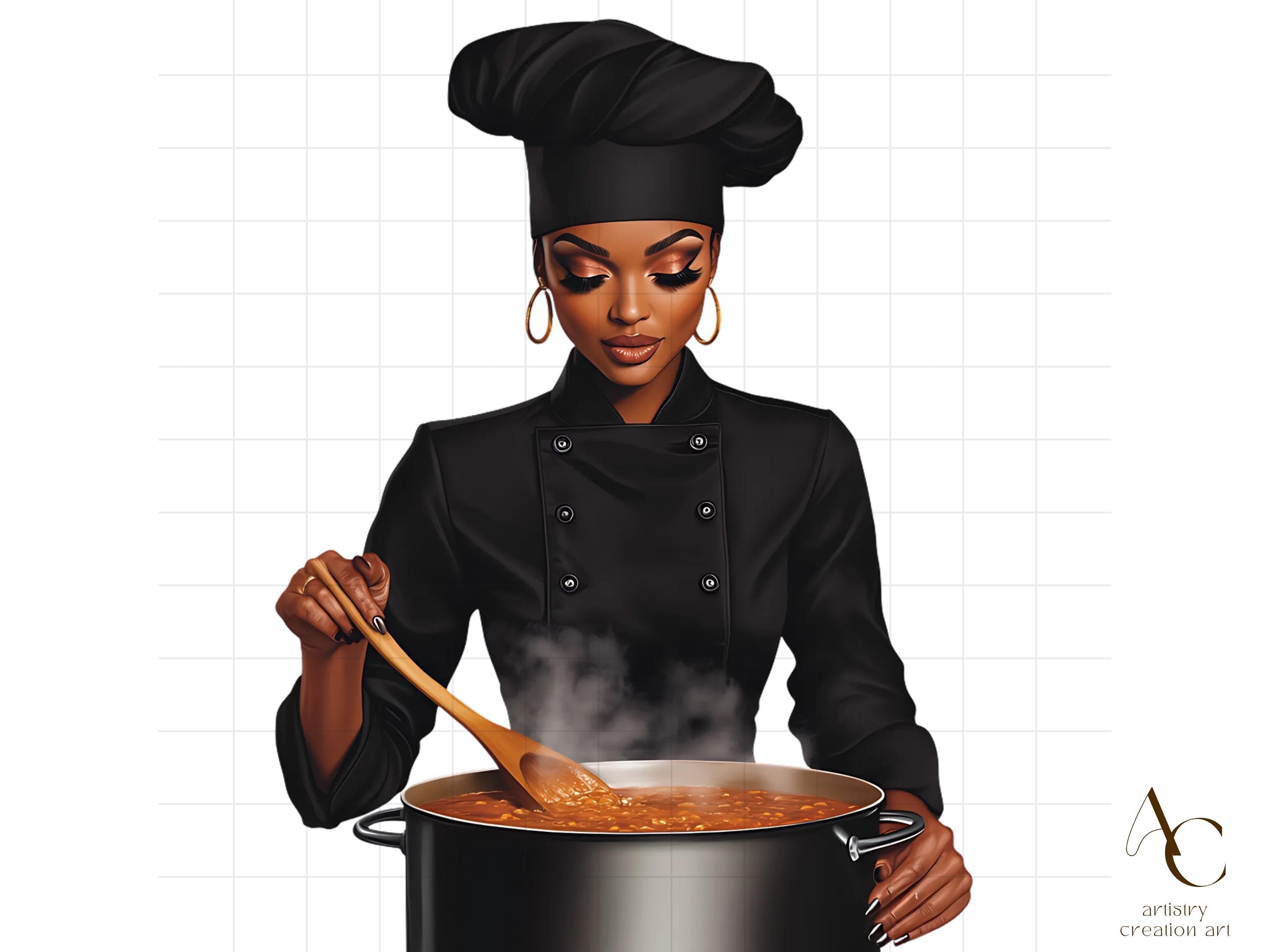 13 Black Woman Chef Clipart Bundle, Women Cooking, Afro Cook Png ...