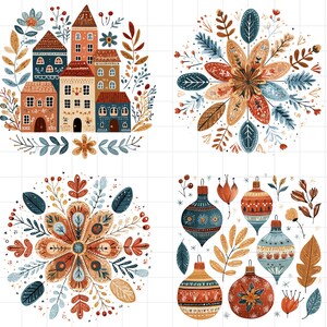 23 Scandinavian Christmas Clipart, Festive Holiday PNG Bundle, Cute ...