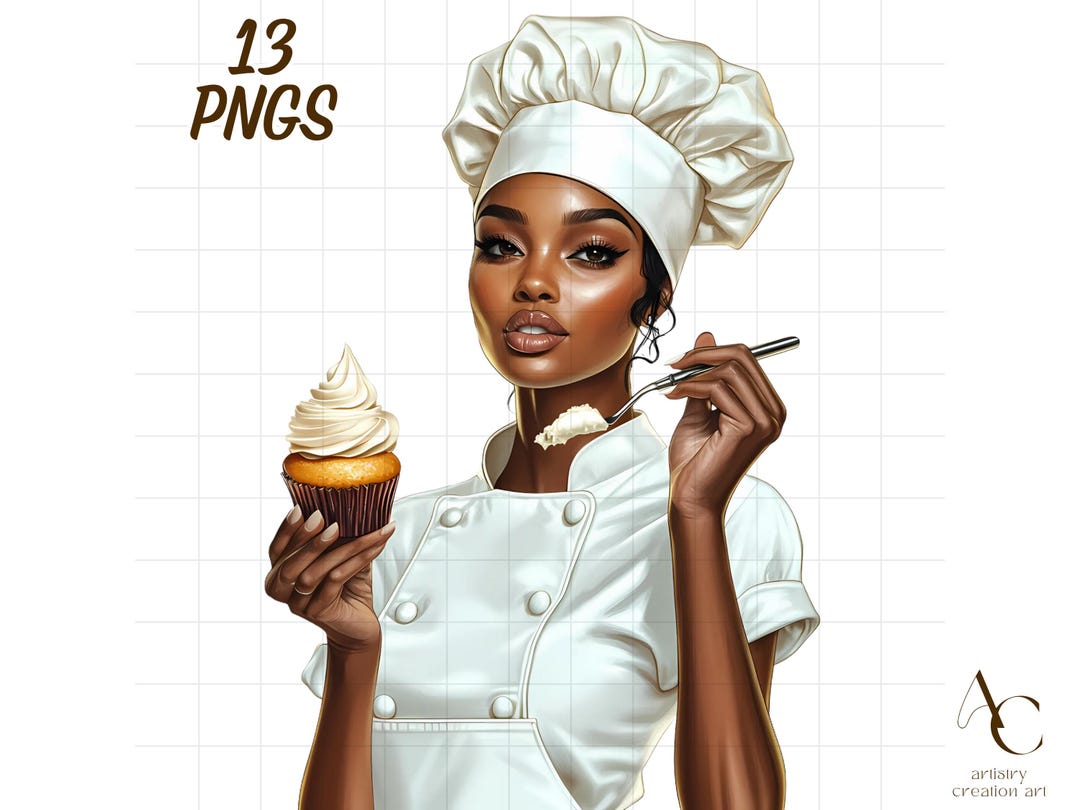 13 Black Woman Chef Clipart Bundle, Women Cooking, Afro Cook Png ...