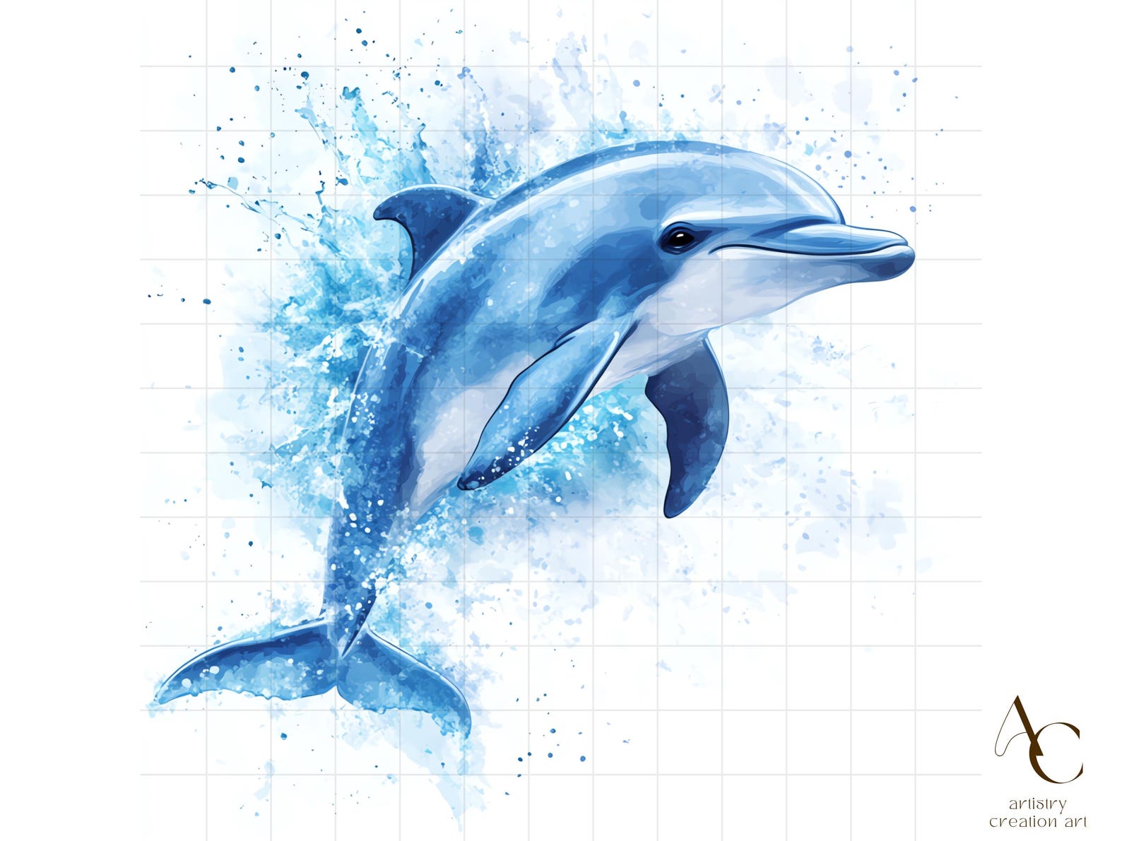 12 Dolphin Clipart, Watercolor Wildlife JPG, Marine Life Lover, Cute ...
