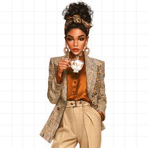 16 Black Girl and Coffee Clipart, Afro Woman Png, Caffeine Lover Design ...