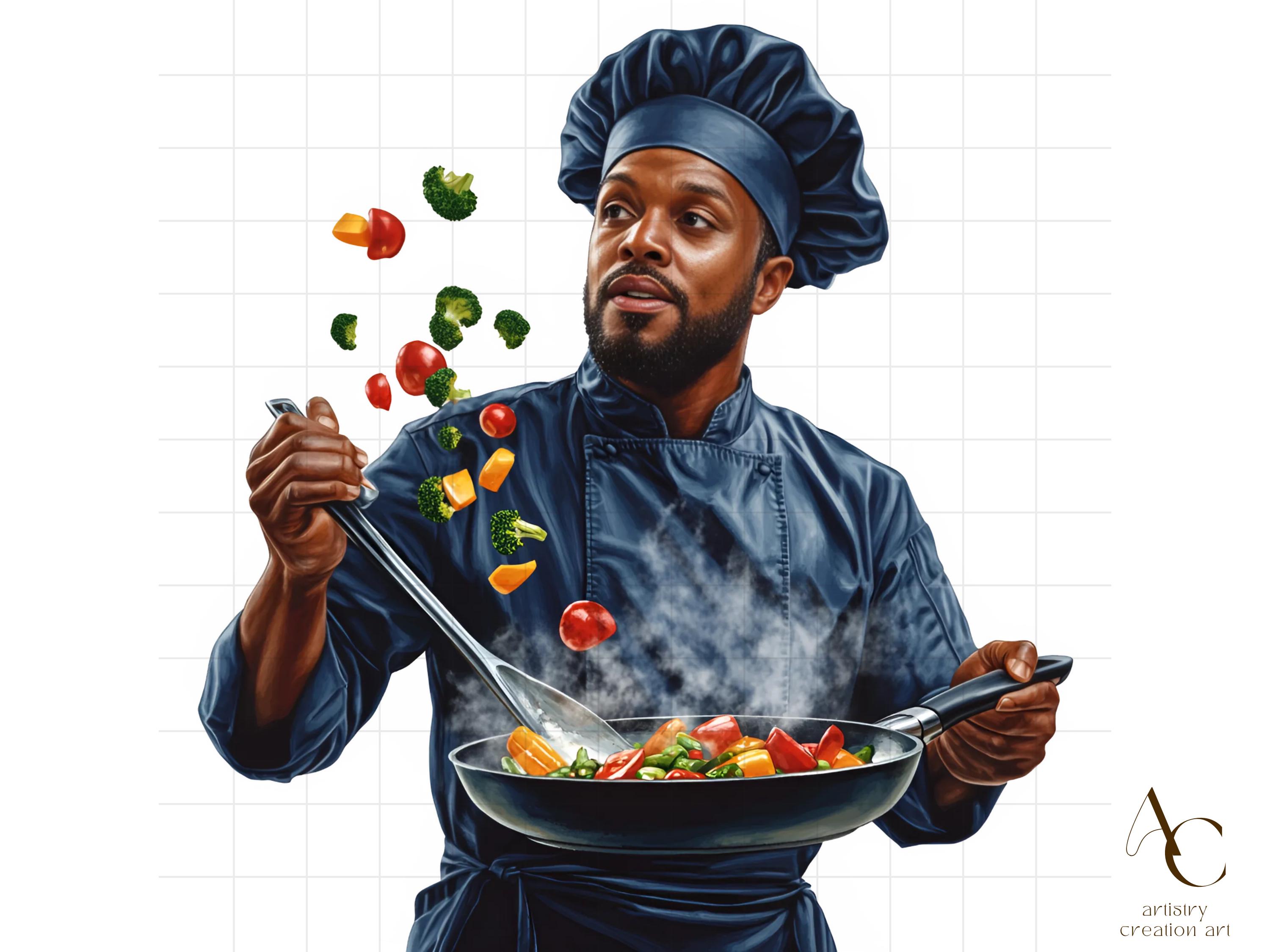 13 Black Man Chef Clipart Bundle, Men Boy Cooking, Afro Cook Baker Png ...