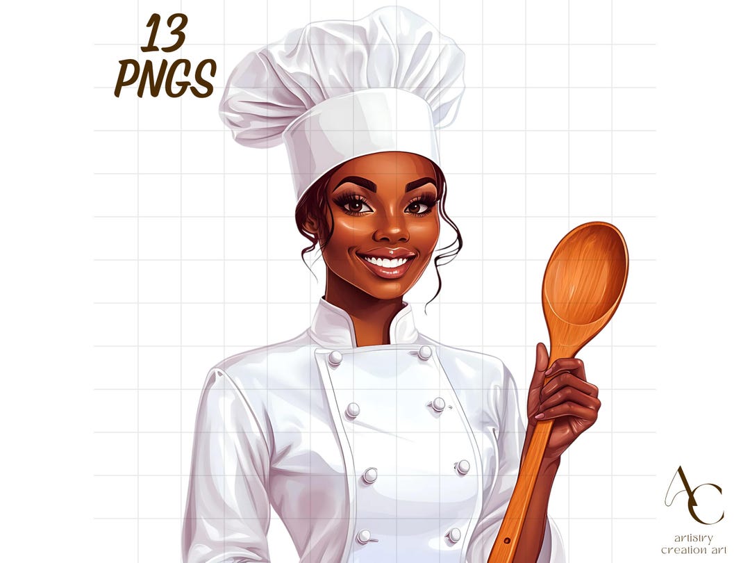 13 Black Woman Chef Clipart Bundle, Women Cooking, Afro Cook Png ...