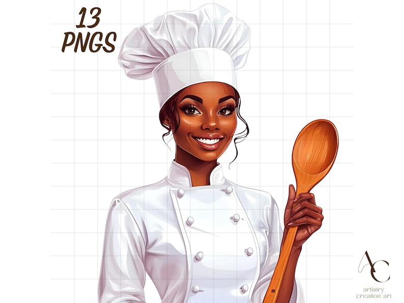 13 Black Woman Chef Clipart Bundle, Women Cooking, Afro Cook Png ...