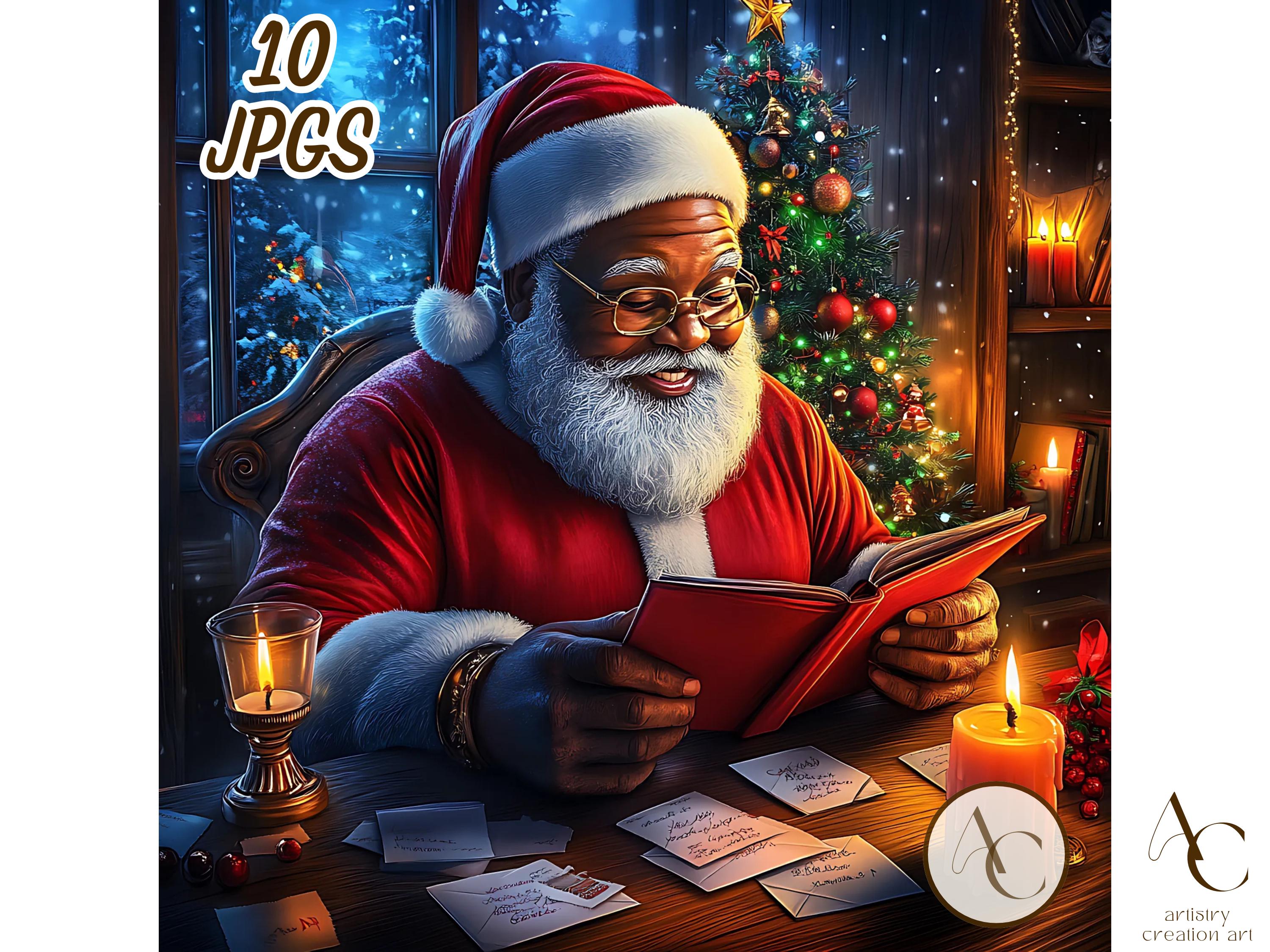10 Black Santa Claus JPG, Afro African American, Vintage Melanin ...