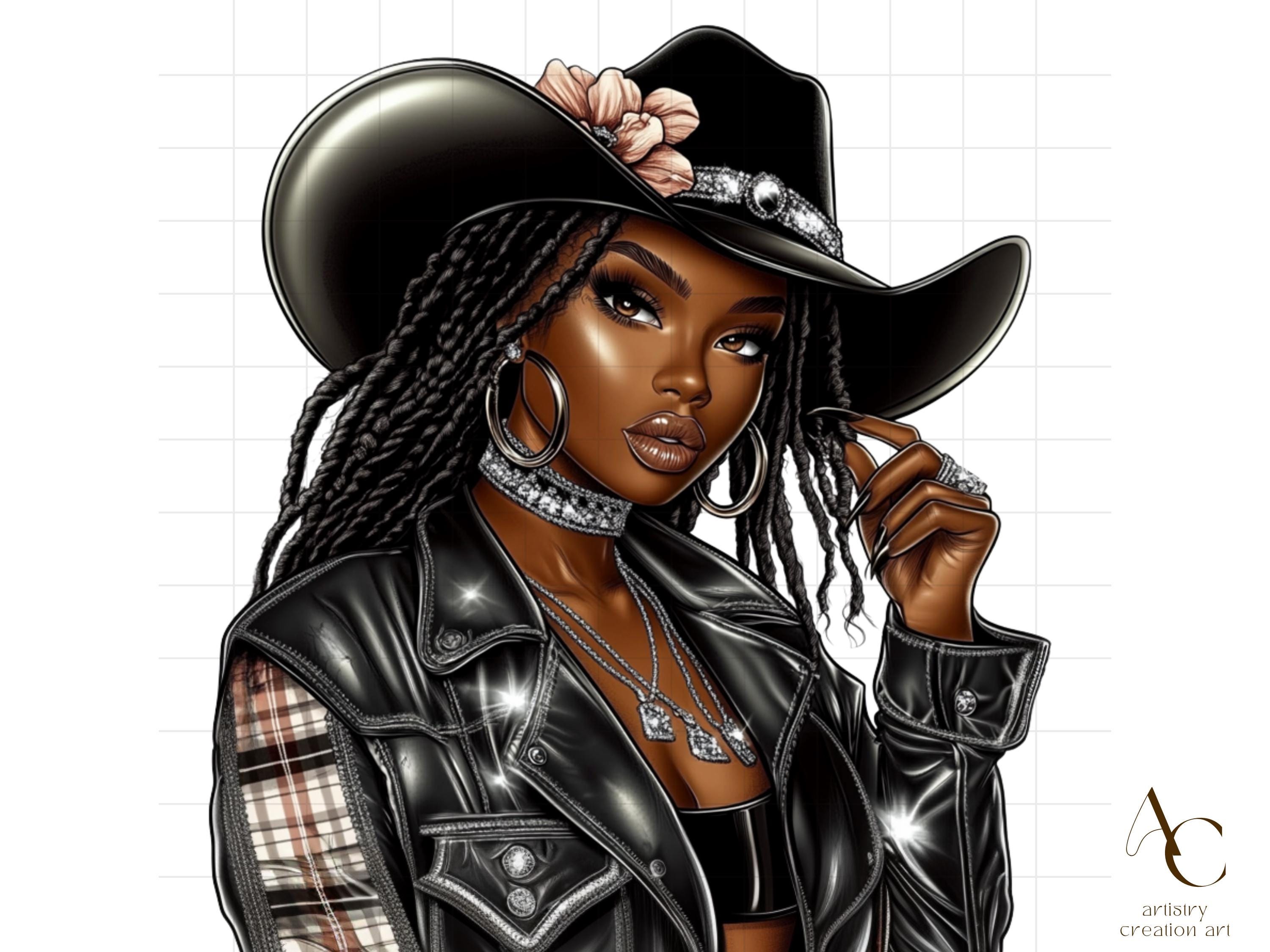 13 Stylish Black Cowgirl Clipart, Western Women, Afro Woman Png, Rodeo ...