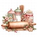 16 Christmas Baking Clipart JPG, Watercolor Xmas Bakery Bundle, Vintage ...