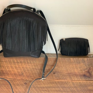 Leather Fringe Backpack , Fringe Bag, Western Style Bag, Hobo Bag, Boho ...