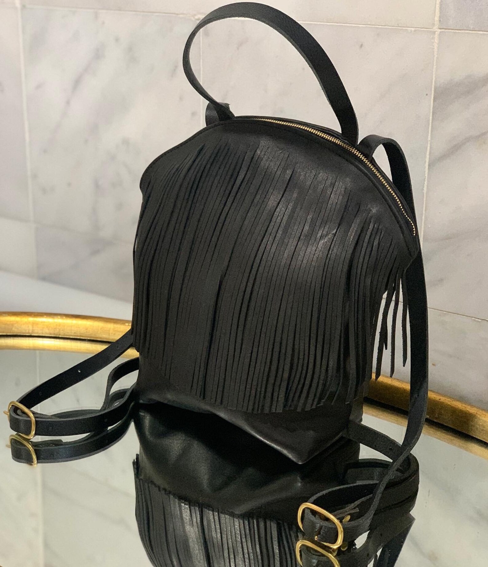 Leather Fringe Backpack Fringe Bag Western Style Bag Hobo | Etsy