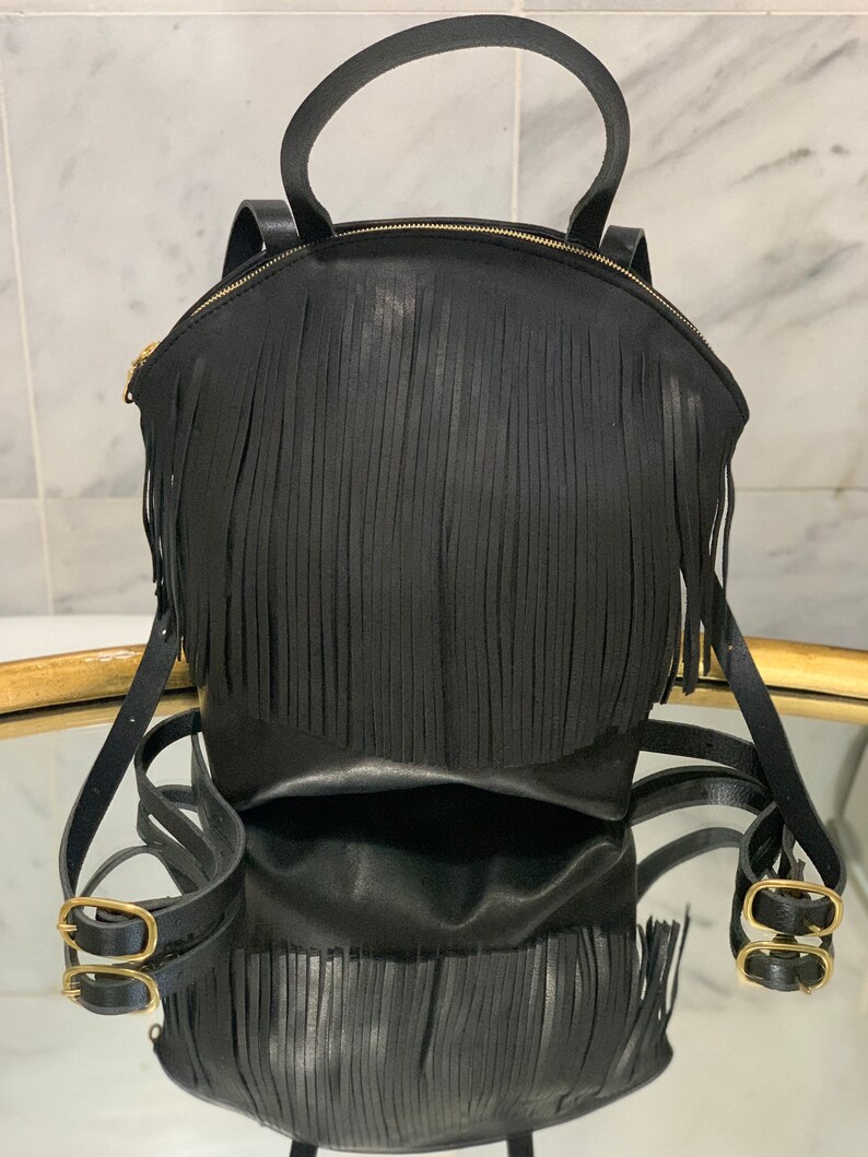 Leather Fringe Backpack Fringe Bag Western Style Bag Hobo | Etsy