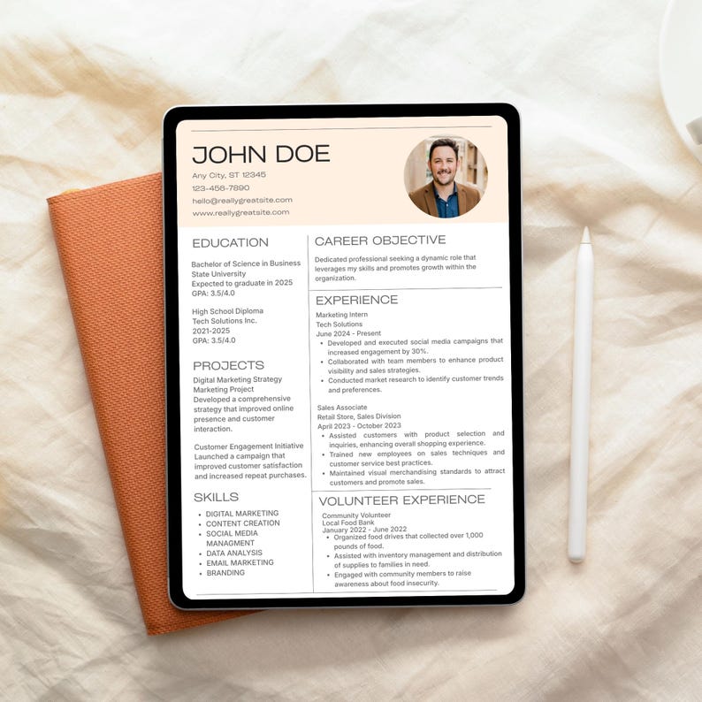 ATS Resume Template With Photo | Professional Modern Resume for Word ...