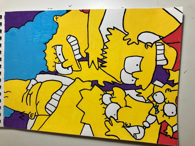 Hand Drawn Simpson Family Fan Art - Etsy