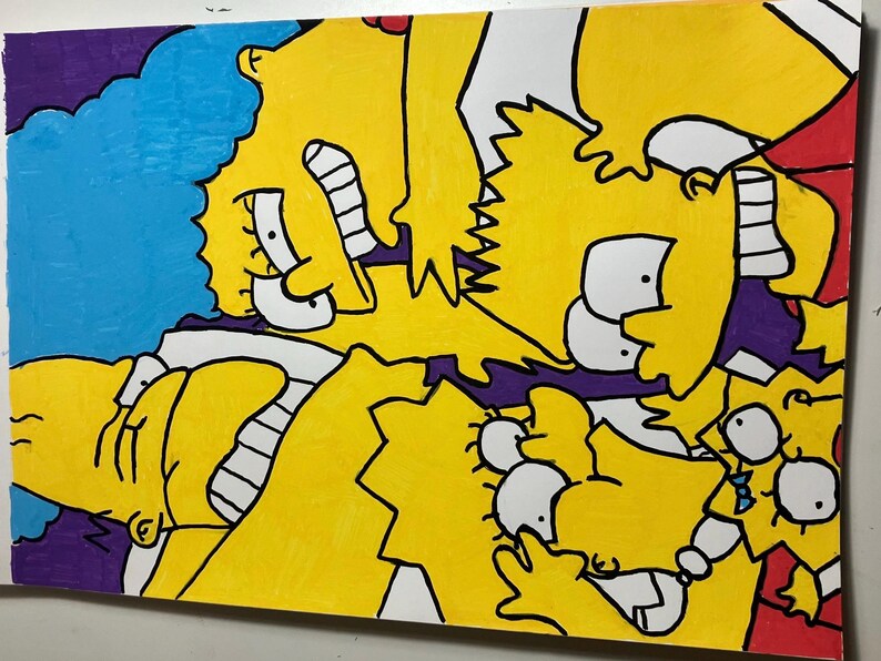 Hand Drawn Simpson Family Fan Art - Etsy