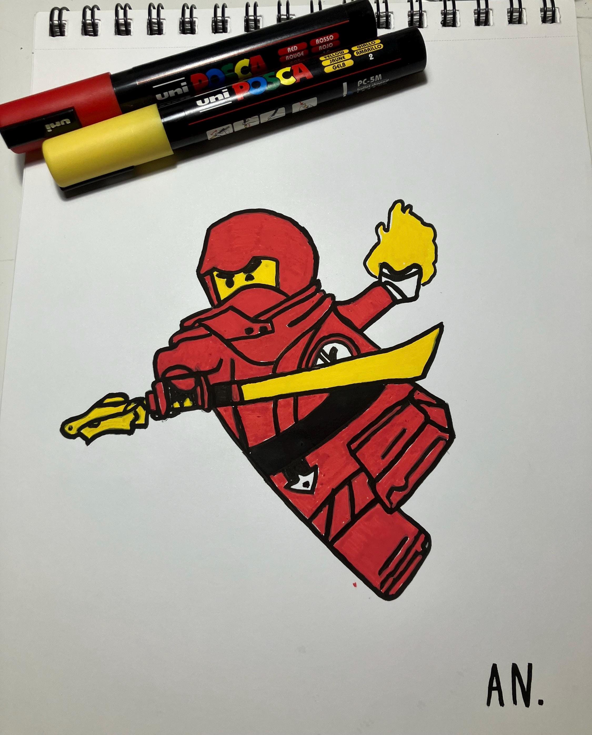 Hand Drawn Kai Ninjago Fan Art - Etsy
