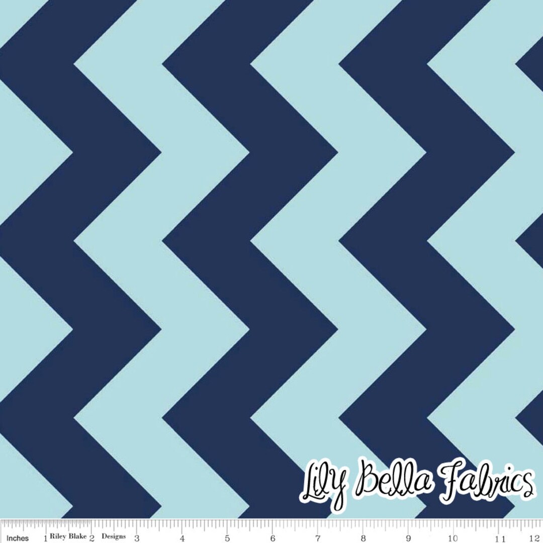 Large Chevron in Tone on Tone Navy 1/2 Yard Chevron Cottons by Riley ...