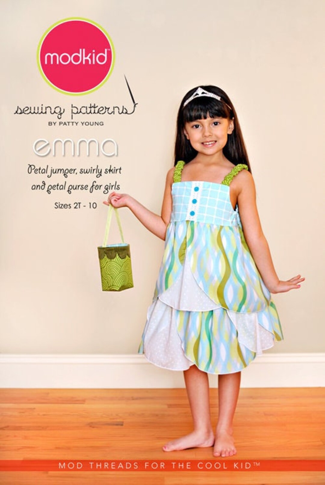 Emma - Petal Jumper, Swirly Skirt and Petal Purse - Sewing Pattern - Modkid by Patty Young - Etsy