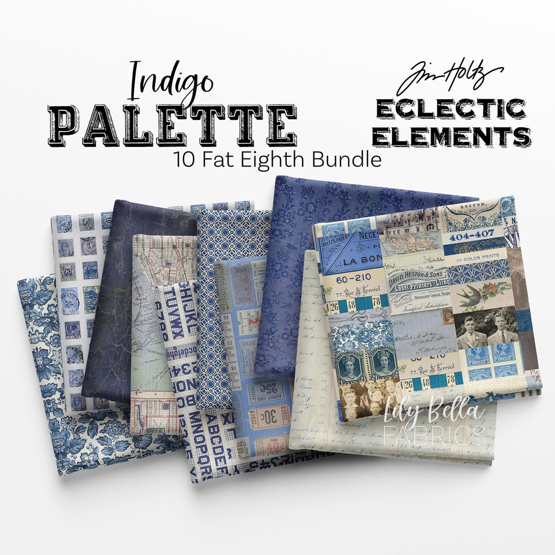 Eclectic Elements Palette: Indigo Fat Eighth Bundle (10 Pcs) by Tim ...