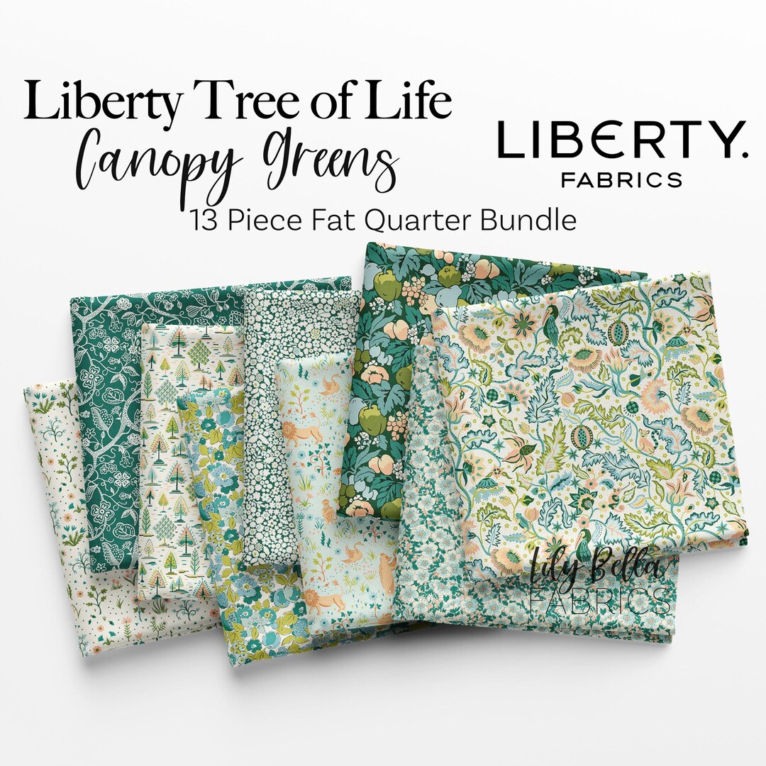 PRE-ORDER Liberty Tree of Life Canopy Greens Fat Quarter Bundle 13 Pcs ...