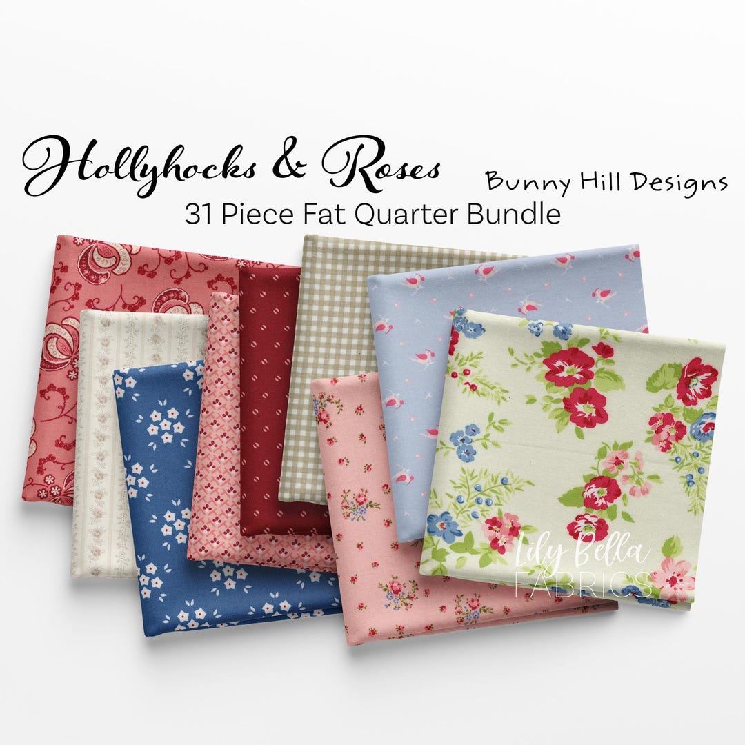 Hollyhocks and Roses Fat Quarter Bundle (31 Pcs) by Bunny Hill Designs for Moda - Etsy