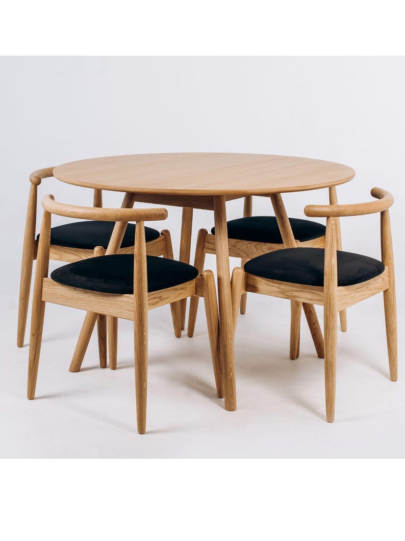 Handmade Solid Oak Round Table: Scandinavian Minimalist Design - Etsy