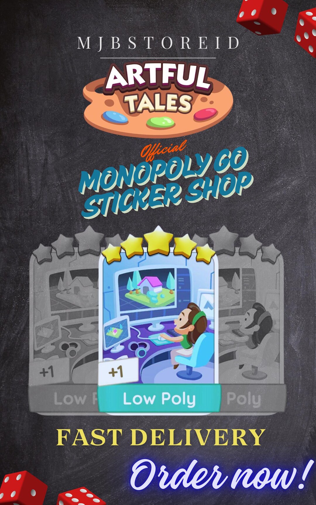Monopoly Go_low Poly Five Star - Etsy