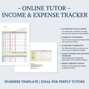 Online Tutor Income & Expense | Tracker Numbers Template | Ideal for ...