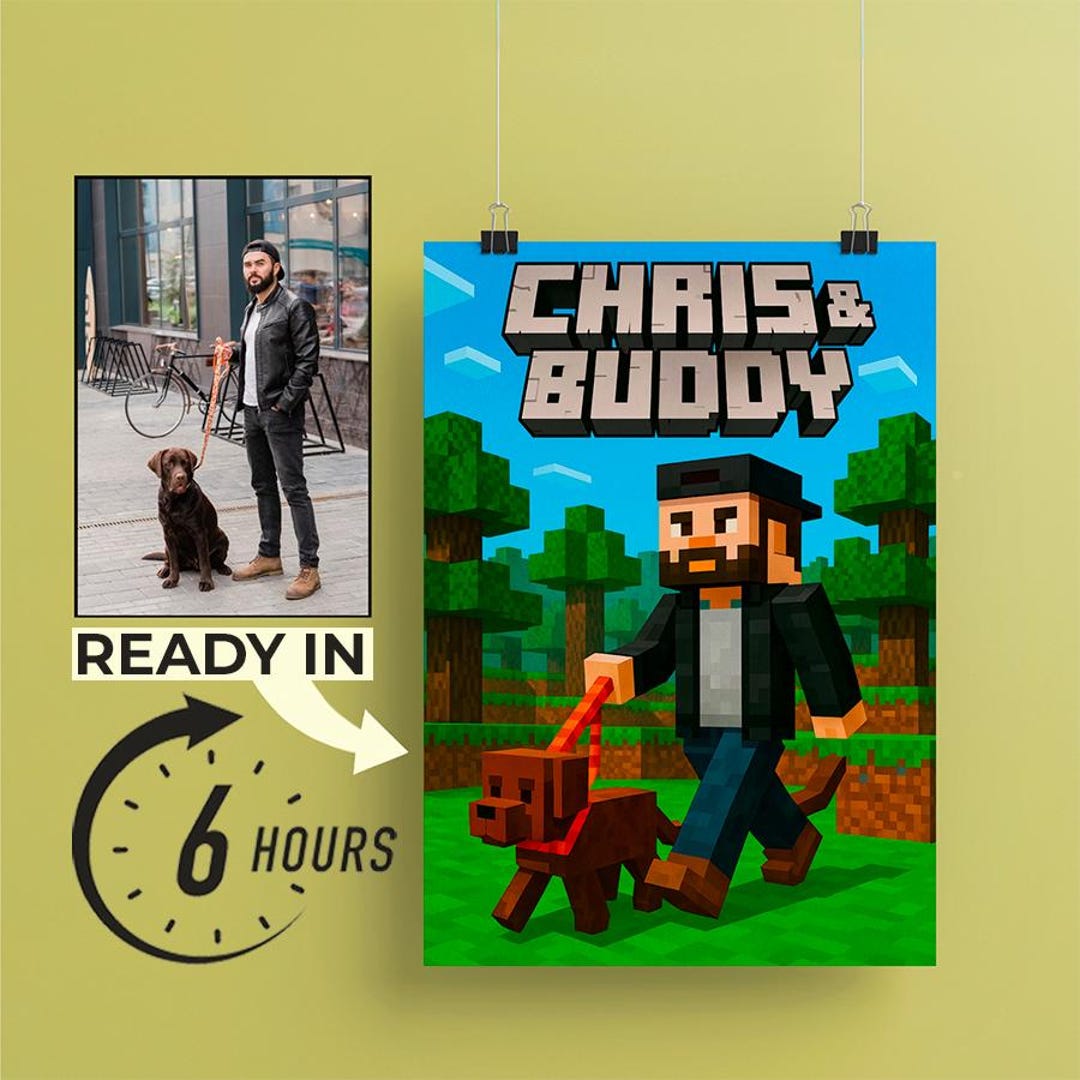 Custom Pixel Art Poster, Blocky Style Portrait From Photo, Voxel ...