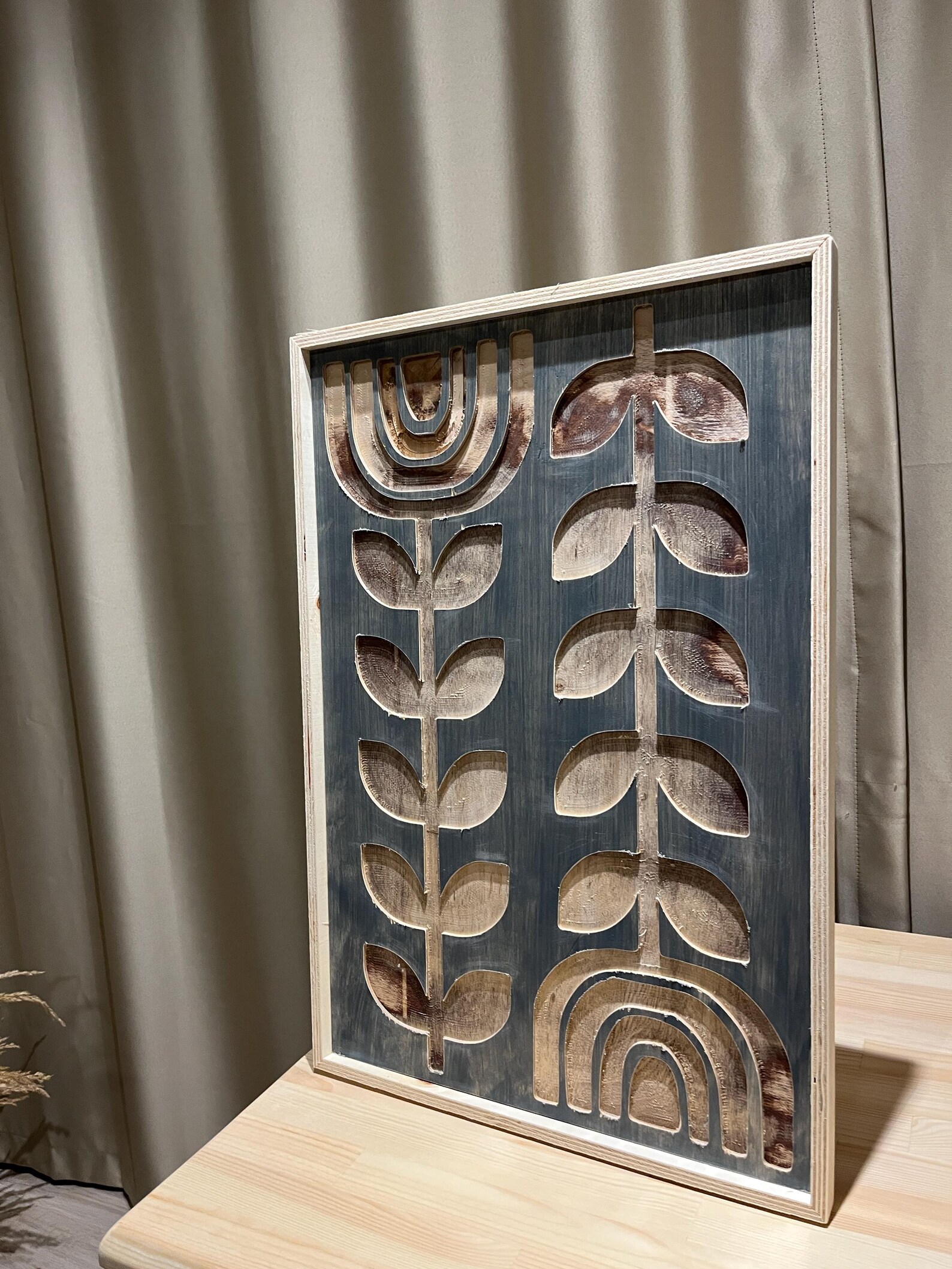 Bohemian Ivy Wall Art, Mid Century Wall Decor, Boho Wood Wall Art ...