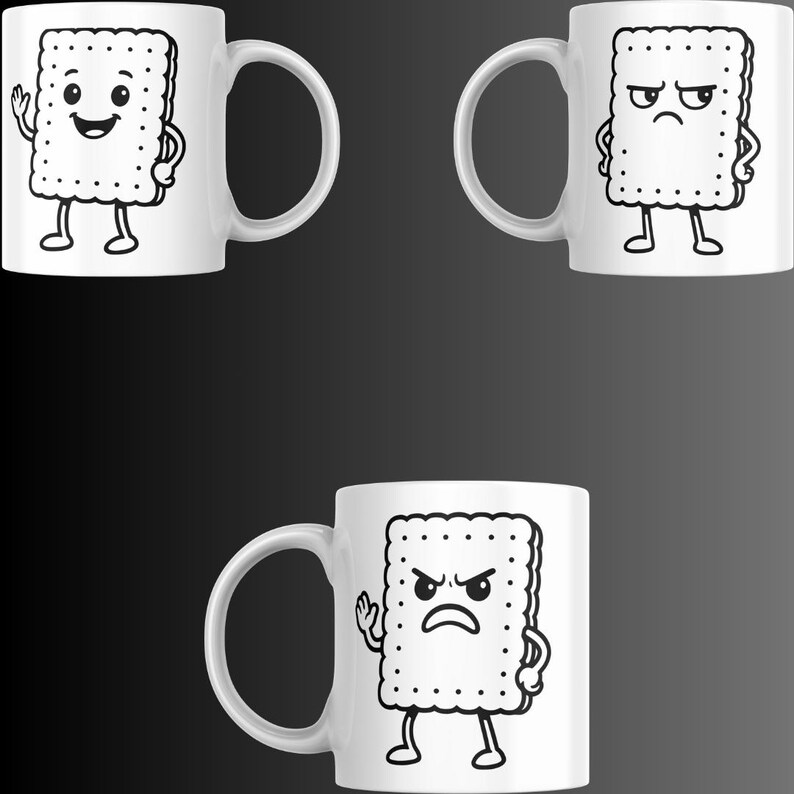 Cute and Funny Biscuit Clipart Set – Happy, Angry & Grumpy Cookie ...