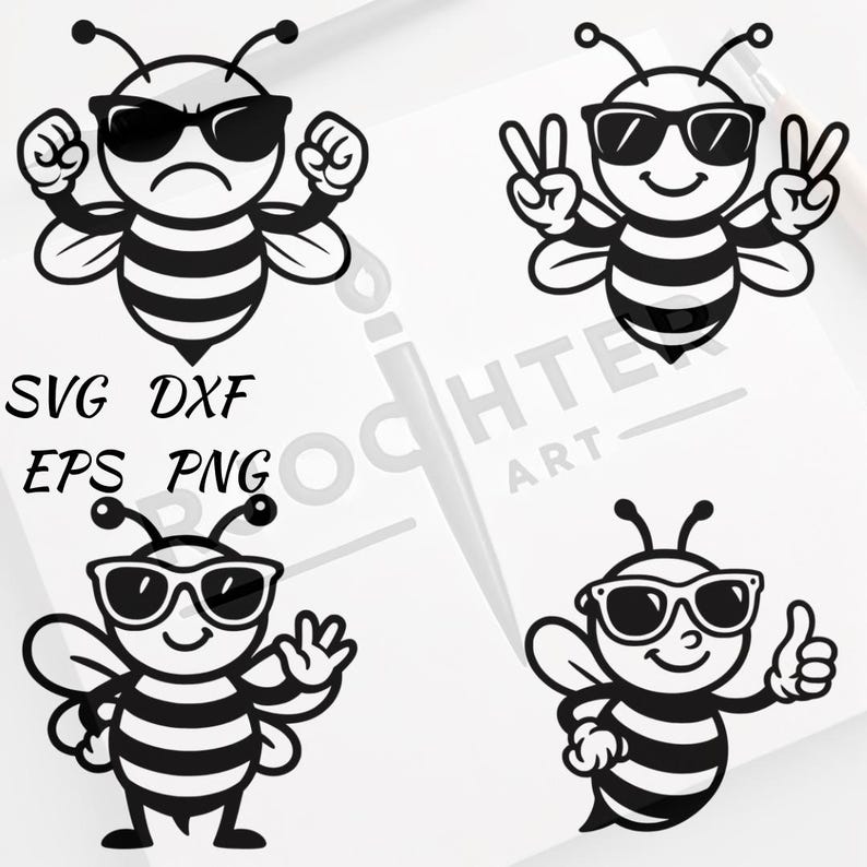 Bee Wearing Sunglasses Svg - Cool Bee SVG Bundle - Cute Bee With ...