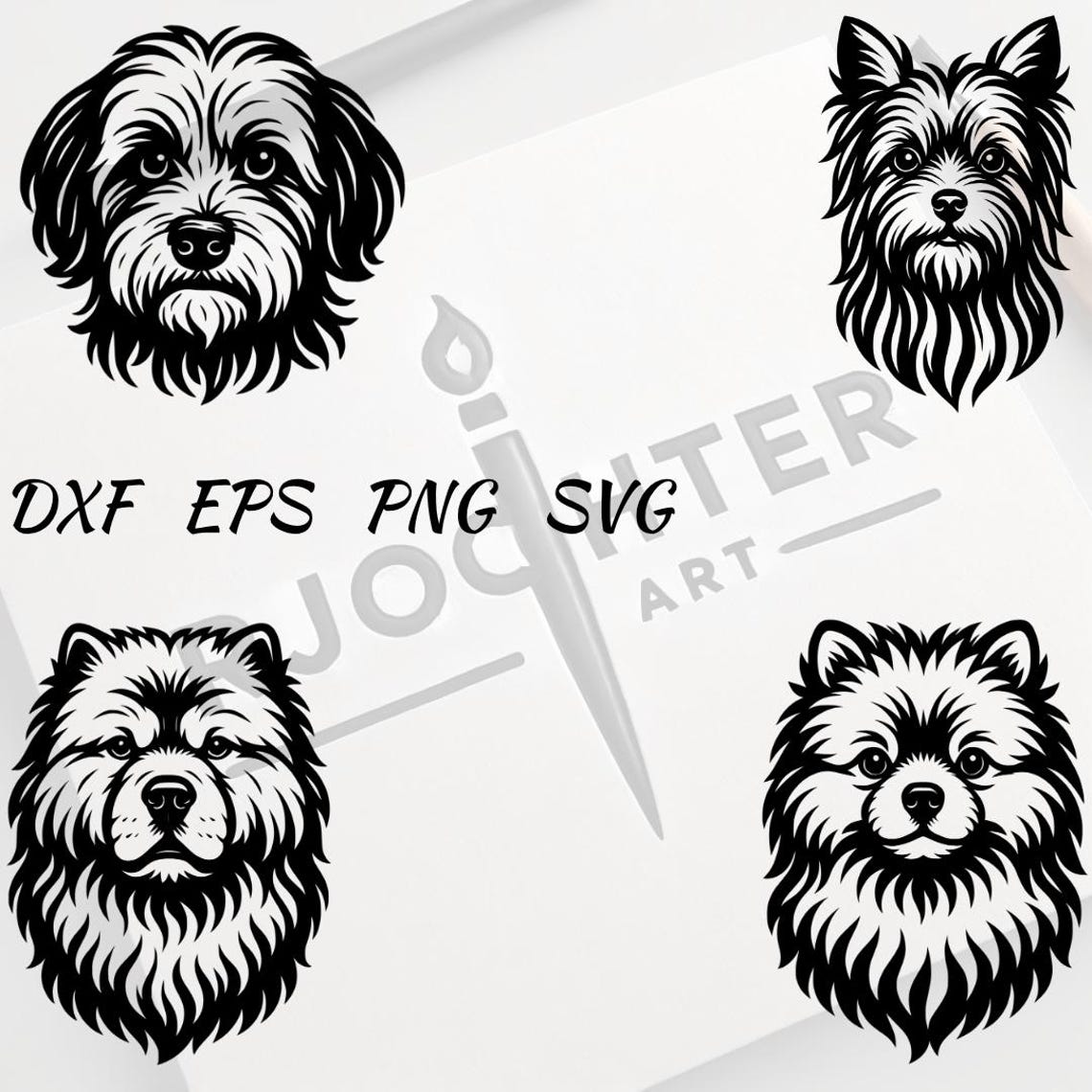 Dog Line Art – Black and White Dog SVG PNG (digital Download), Cricut ...