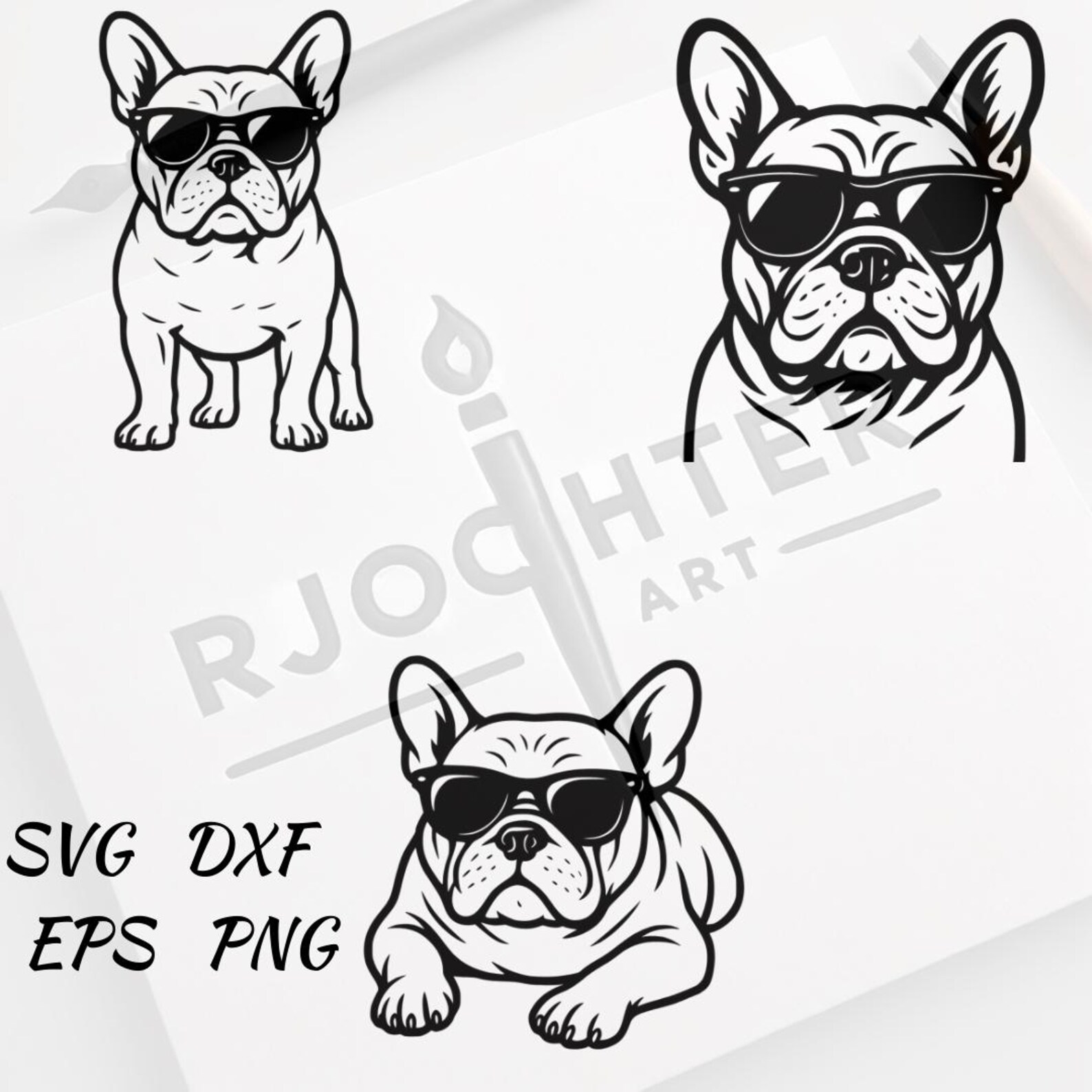 Cool Bulldog SVG Bundle – Frenchie With Sunglasses | Dog Clipart ...