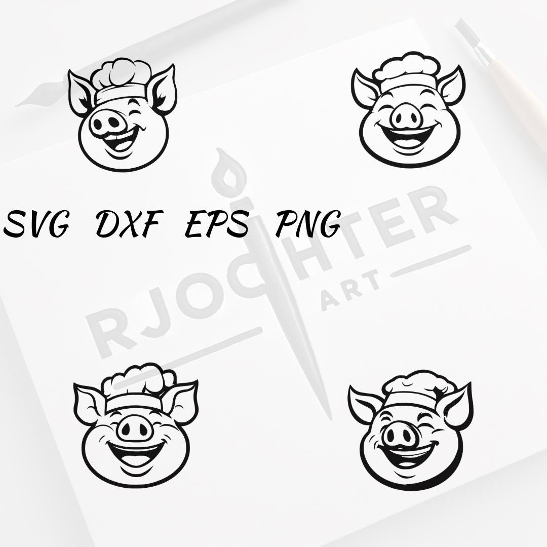 Pig Vector Bundle Pack - Pig PNG - Pig SVG - Chef Pig Clipart - Cute ...