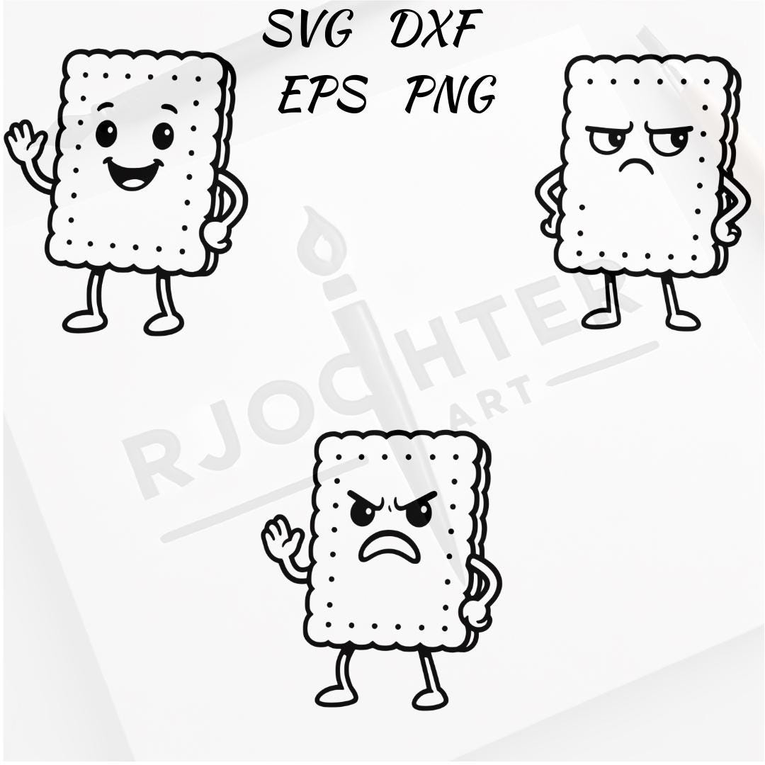 Cute and Funny Biscuit Clipart Set – Happy, Angry & Grumpy Cookie ...