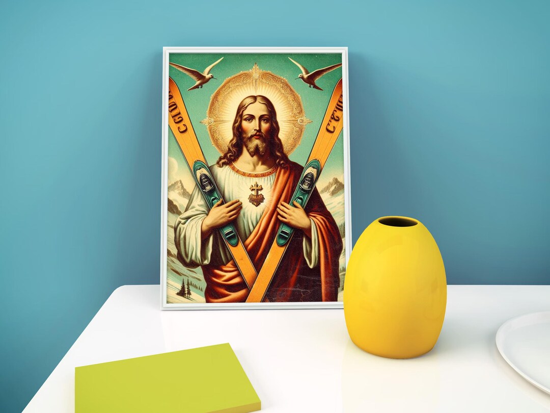 Jesus With Skis - Etsy
