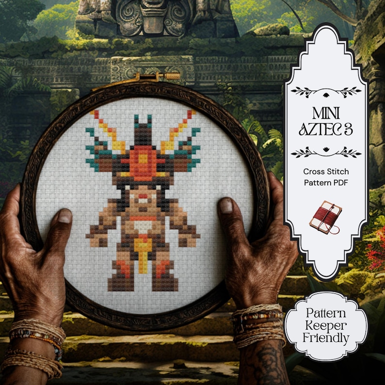 Aztec Cross Stitch Pattern PDF | Mini Warrior Embroidery | Instant ...