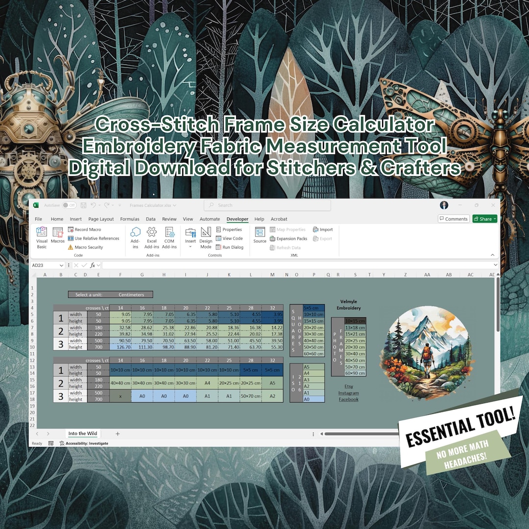 Cross-stitch Frame Size Calculator | Embroidery Fabric Measurement Tool ...