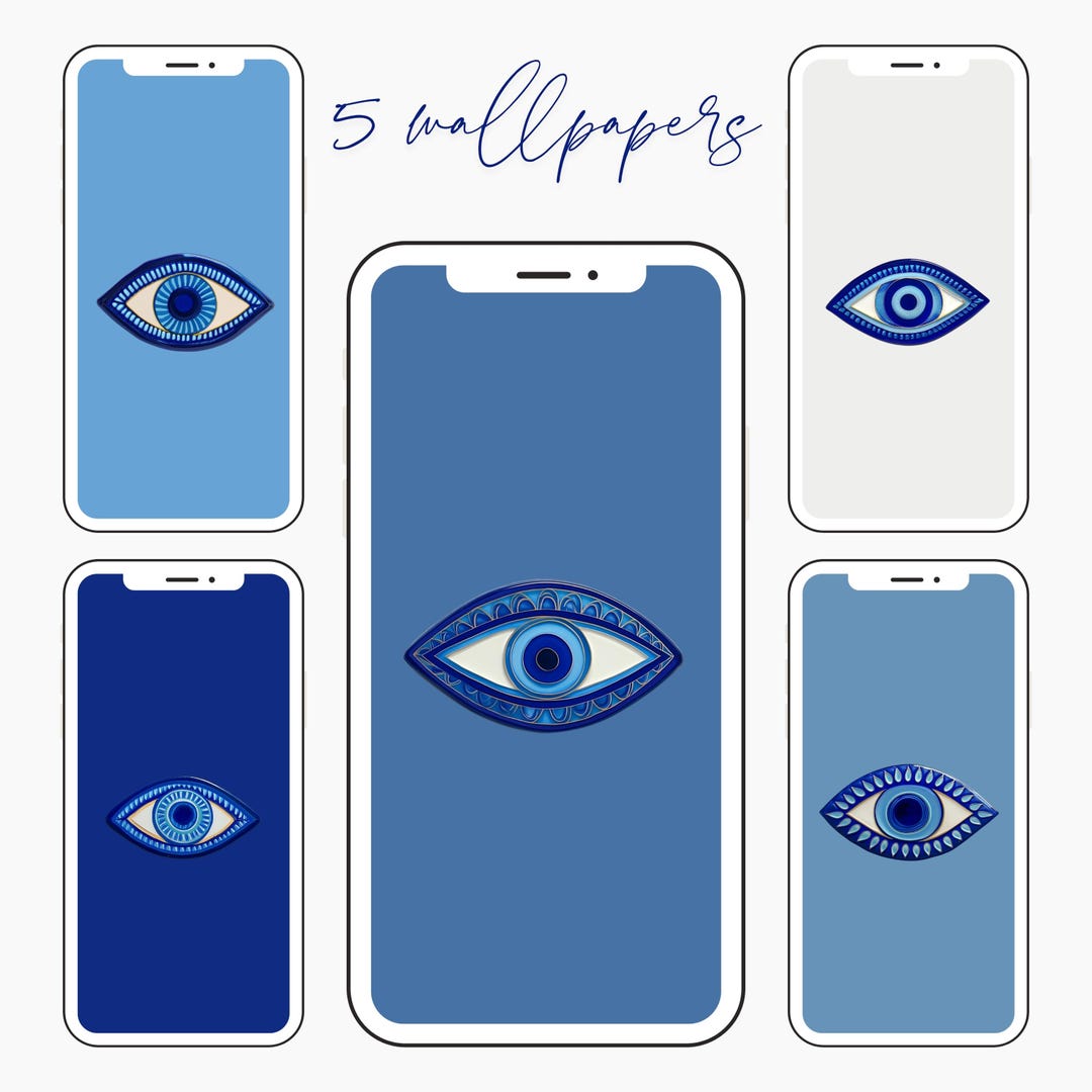 5 Evil Eye Phone Wallpapers | Blue and White | Instant Download - Etsy