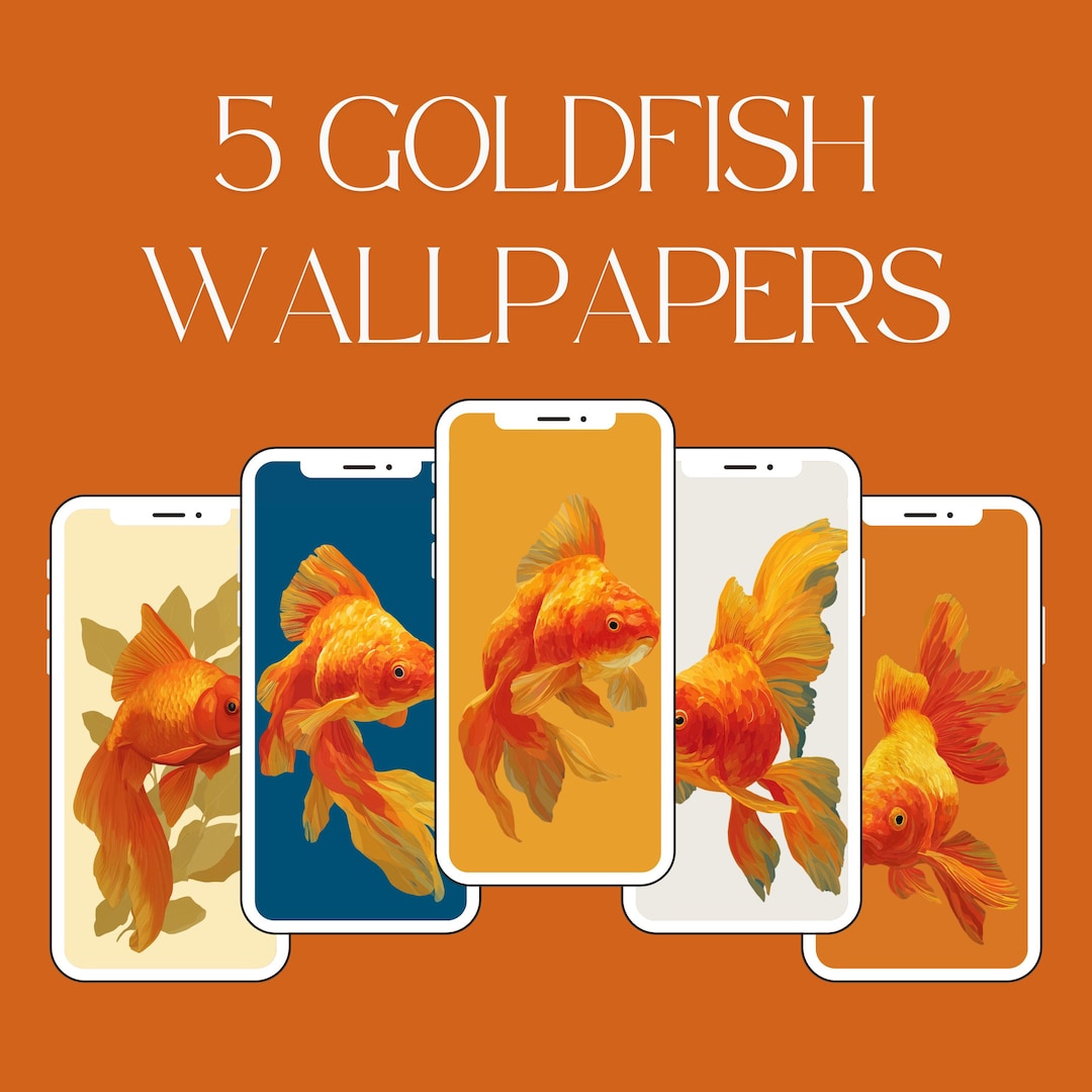 5 Goldfish Phone Wallpapers | Original Illustration - Etsy