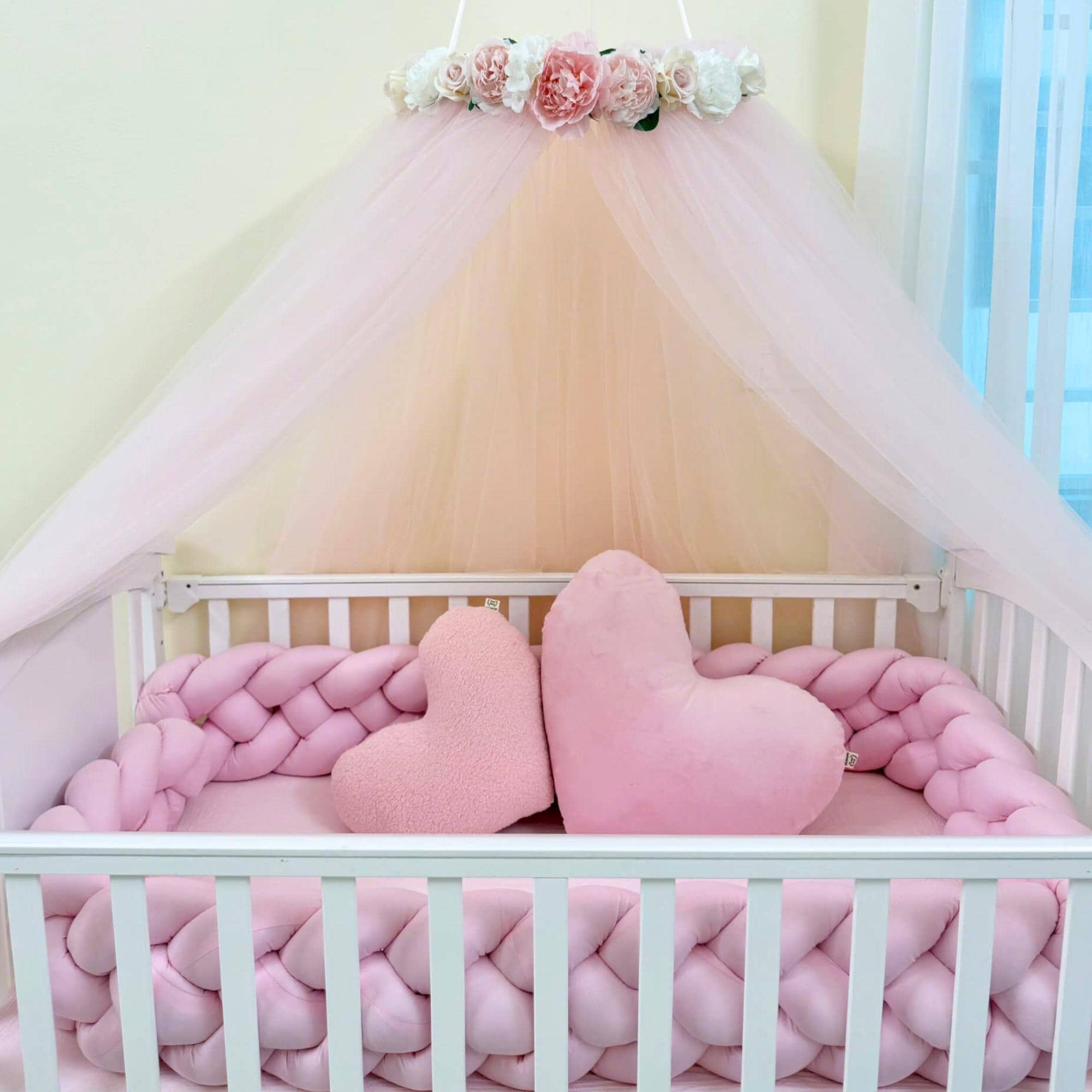 Handmade Pink Crib Canopy – Princess Nursery Decor With Silk Flowers - Etsy