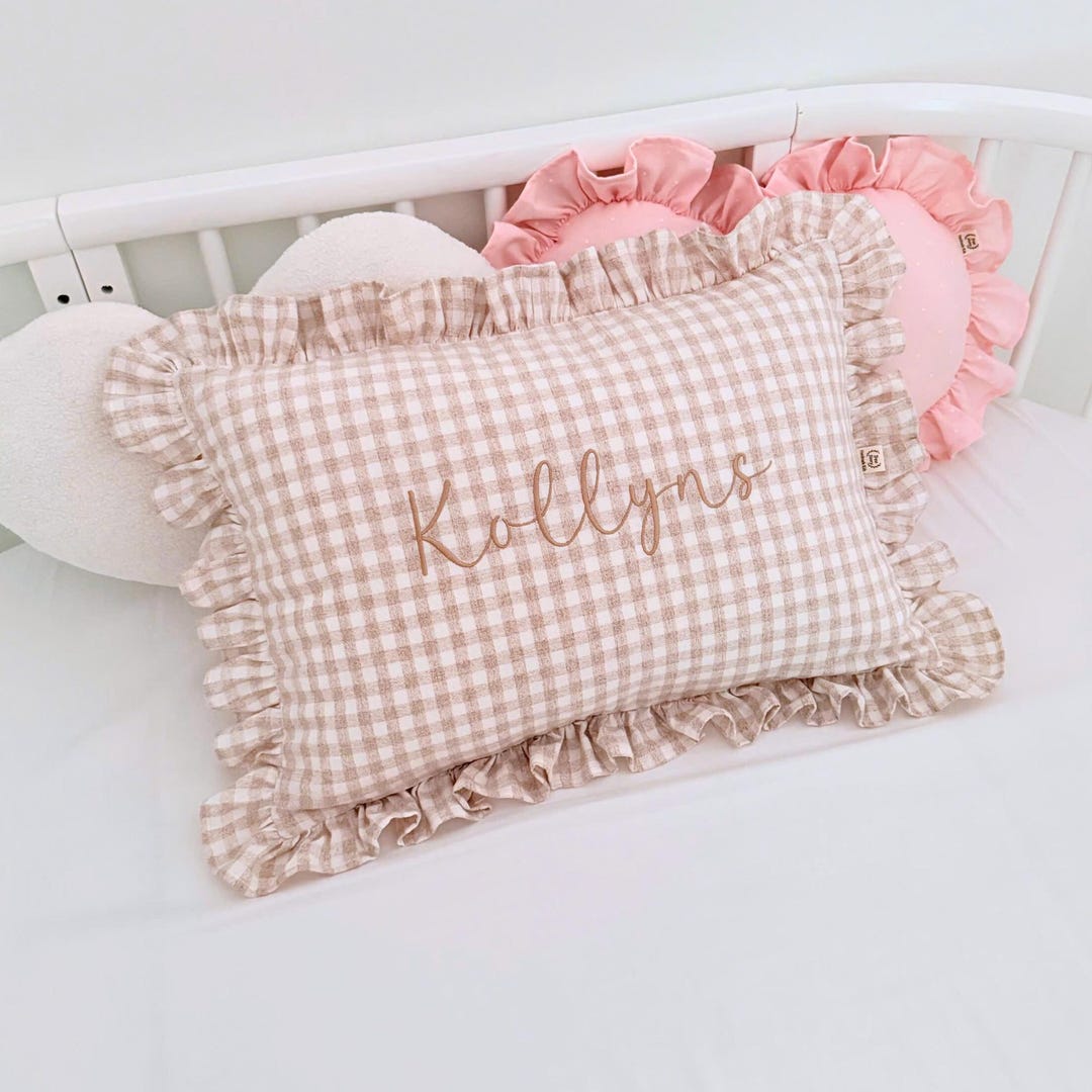 Personalized Baby Name Pillow – Custom Embroidered Nursery Cushion ...