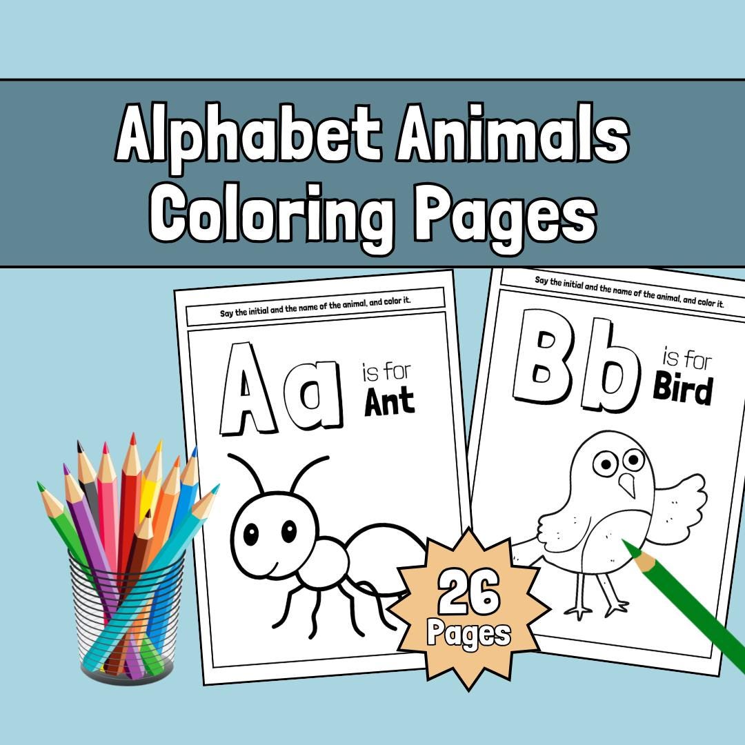 Alphabet Animals Coloring Pages | A-Z Beginning Sounds Worksheets ...