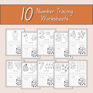 10 Number Tracing Worksheets | Preschool Handwriting Practice ...