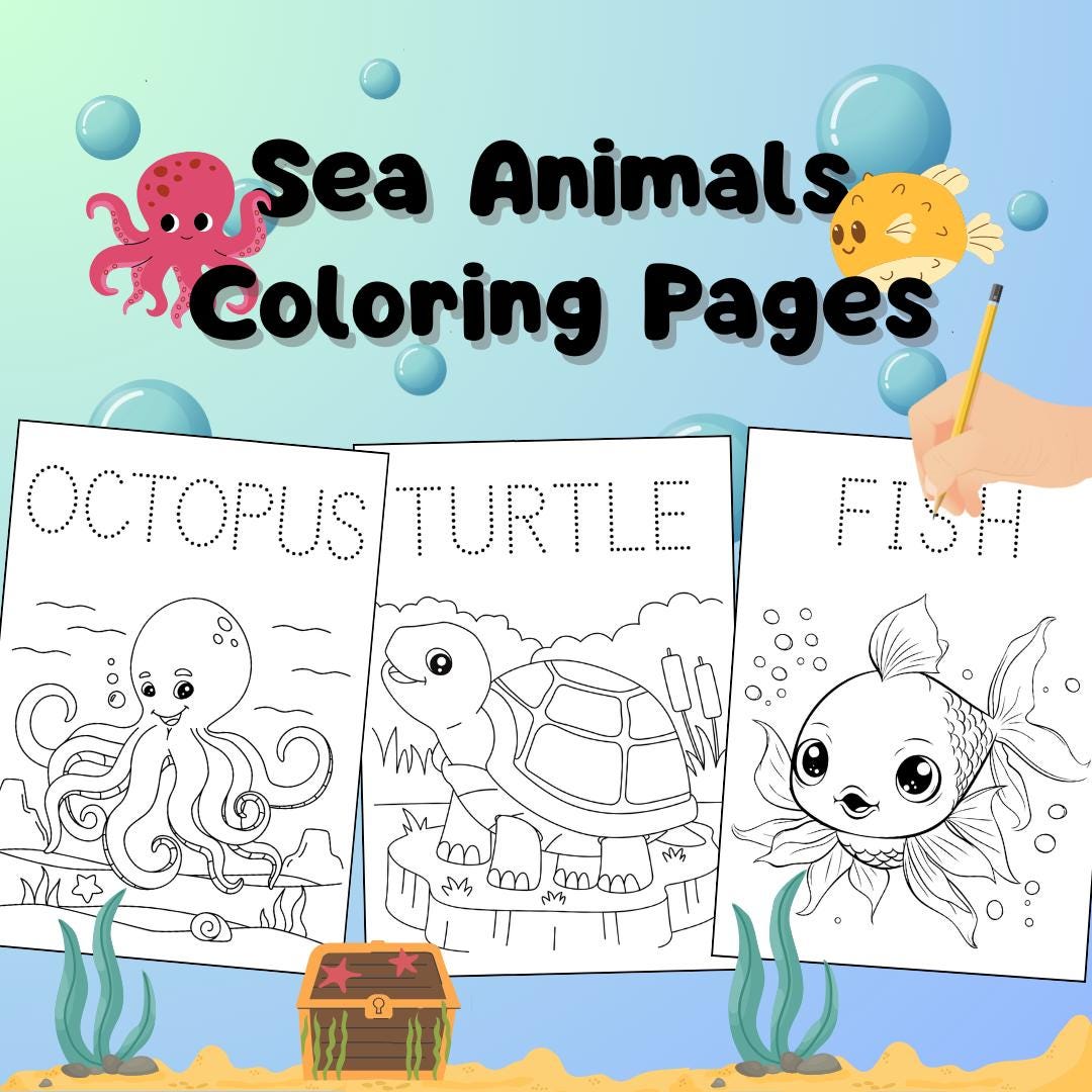 20 Sea Animals Coloring Pages, Coloring Pages for Kids, Educational ...